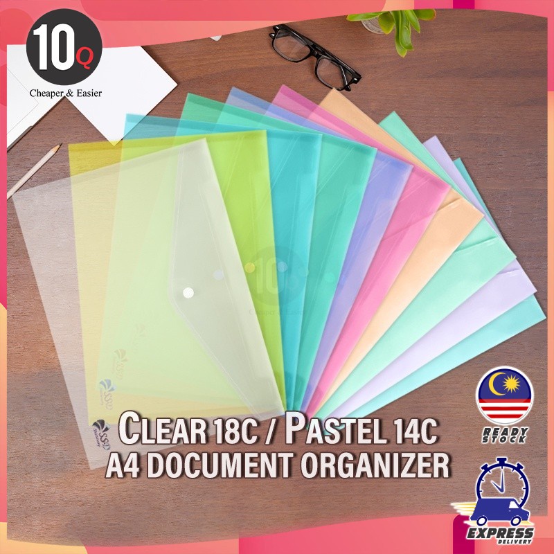 SSD A4 Clear Paper File Folder 6 colors (Stationery School Office Case ...