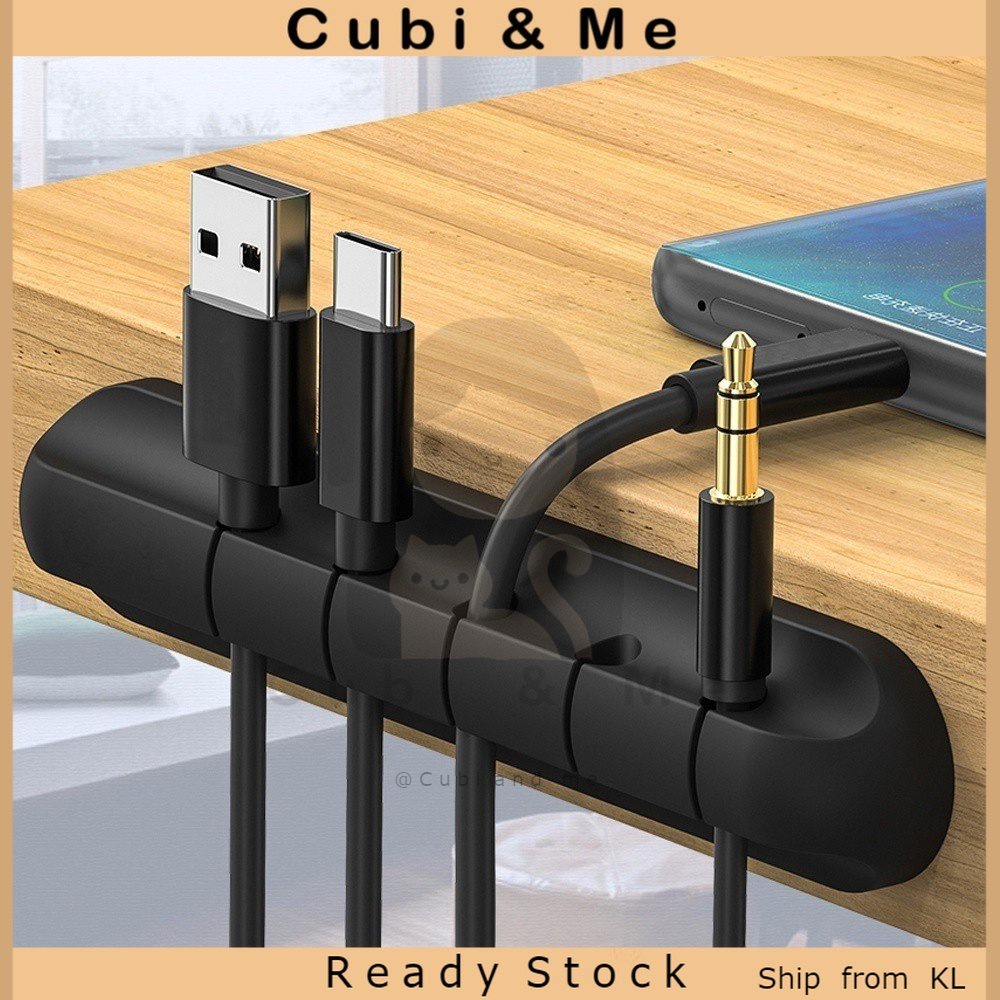 C&M 5 Clips Cable Organizer Silicone USB Cable Winder Desktop Tidy Management Clips Cable Holder ...