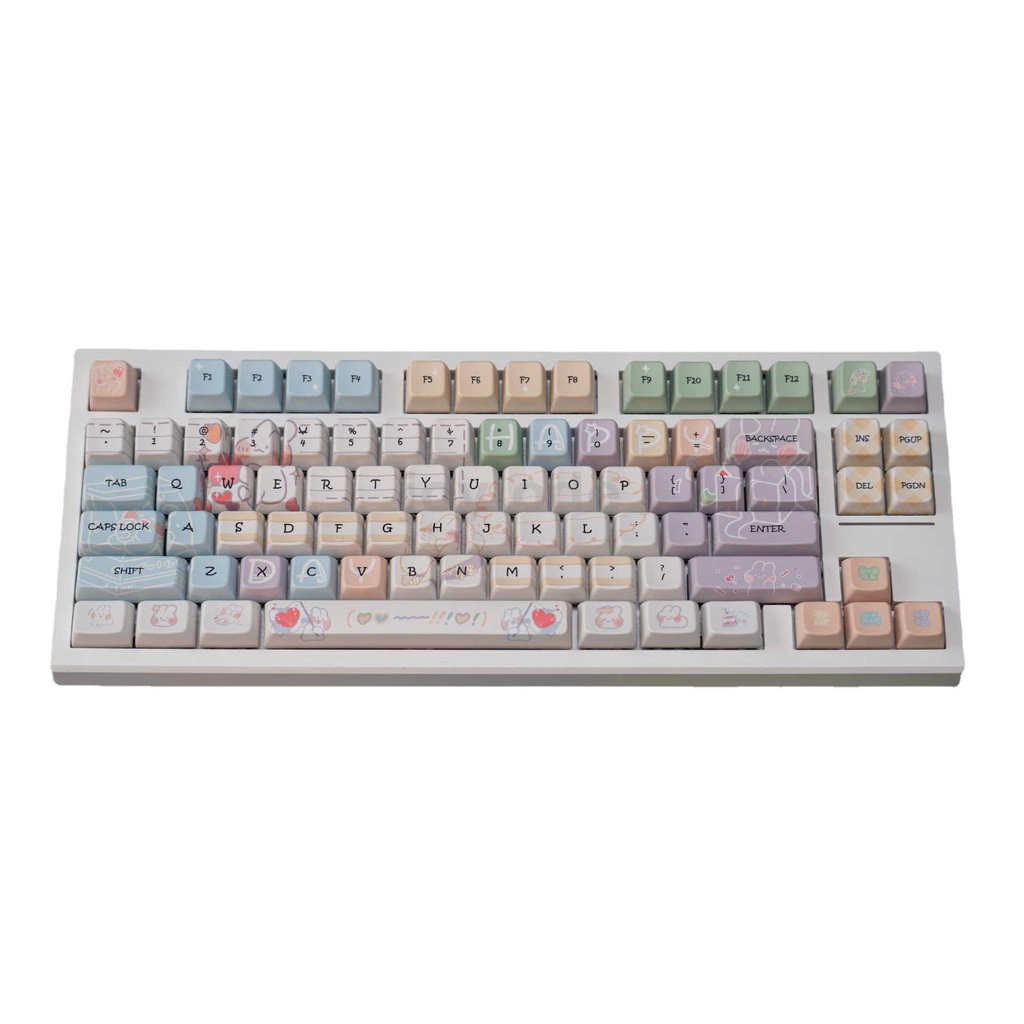171 Keys Cute Rabbit PBT Keycap Set MDA Profile Sublimation Keycaps for ...