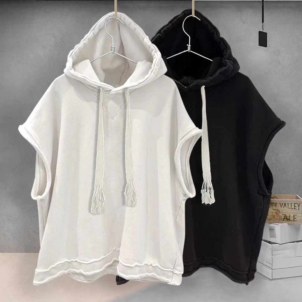 M-3XL Solid Color Hooded Sleeveless t-Shirt Men Street Wear ins Korean ...
