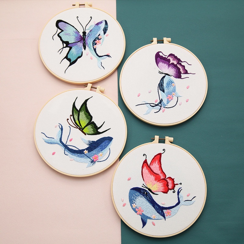 Embroidery Kit- Needlework- Whale & Butterfly Series- Beginner ...