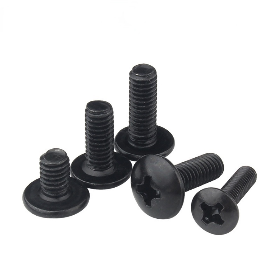 [Quick Shipment] M3/M4/M5/M6 Black Phillips Large Flat Head Screw Carbon Steel Hardened Material ...