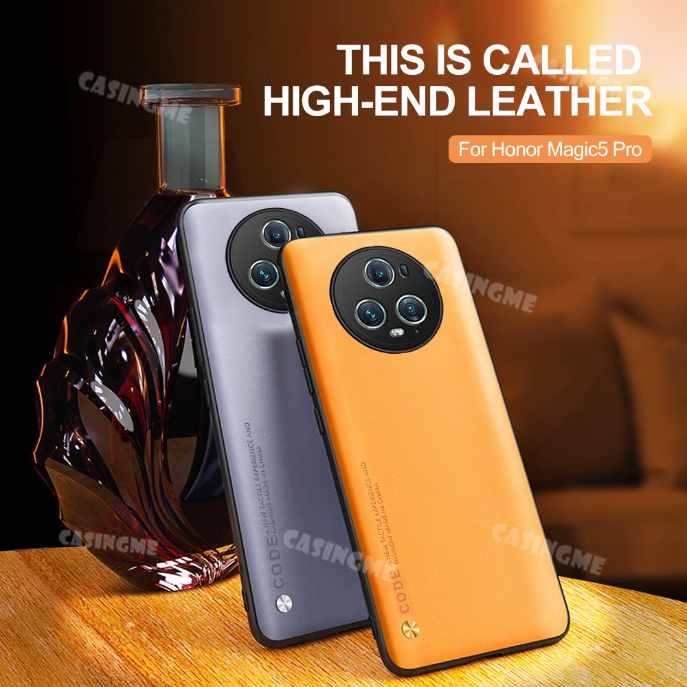 Magic5pro 5G Casing Plain Skin Leather Back Cover For Honor Magic5 Magic 4 5 Pro 5G 2023 PGT ...