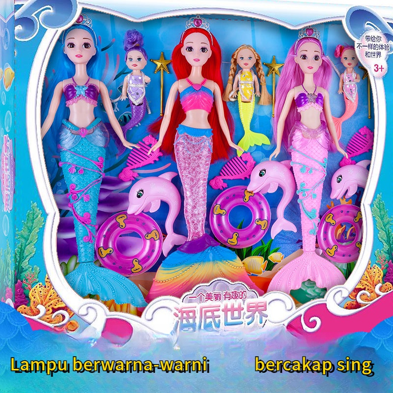 Colorful Flash Mermaid Princess Mermaid Toy 3D Real Eye Doll Princess ...