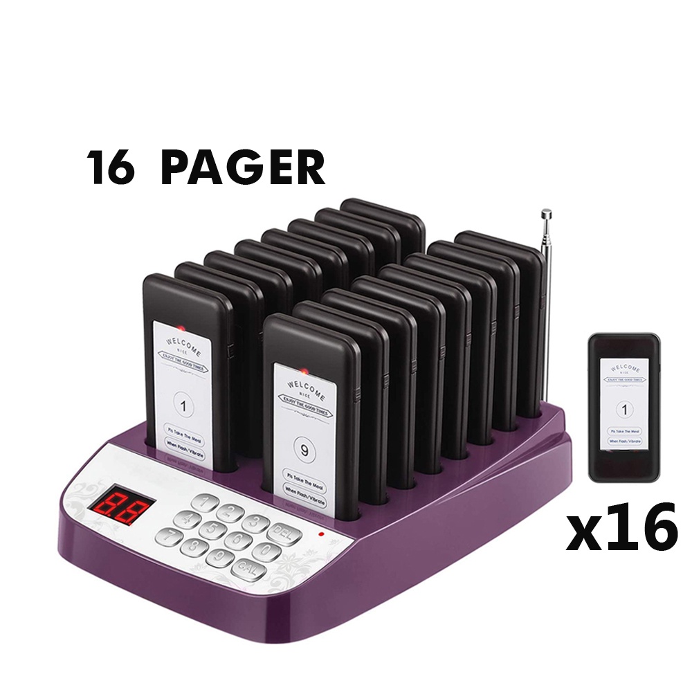Restaurant Pager Buzzer Wireless Calling System Rechargeable | Shopee ...