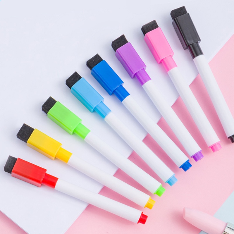 8 Pcs 1.5mm Fiber Nib Colorful Erasable Whiteboard Marker Pens Student ...