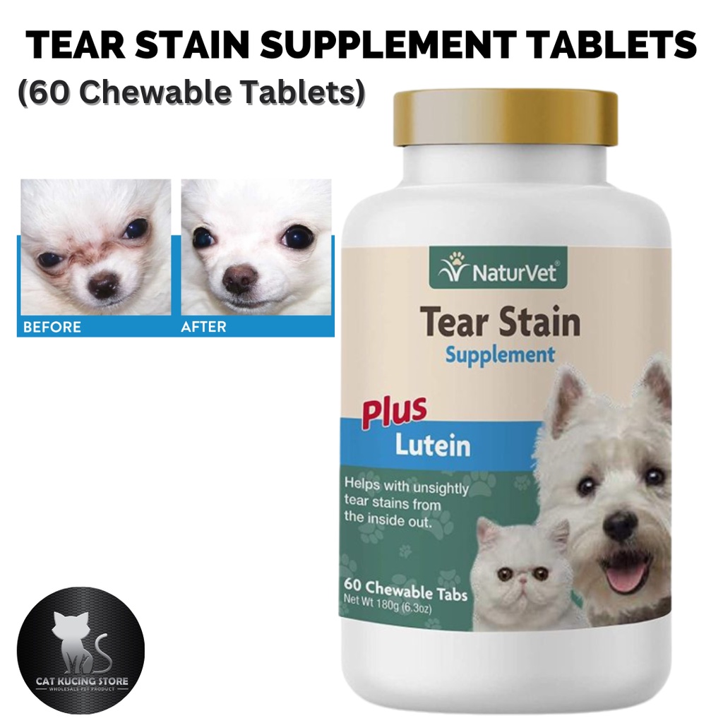 Naturvet Tear Stain Supplement Tablets Plus Lutein (60 Chewable Tablets ...