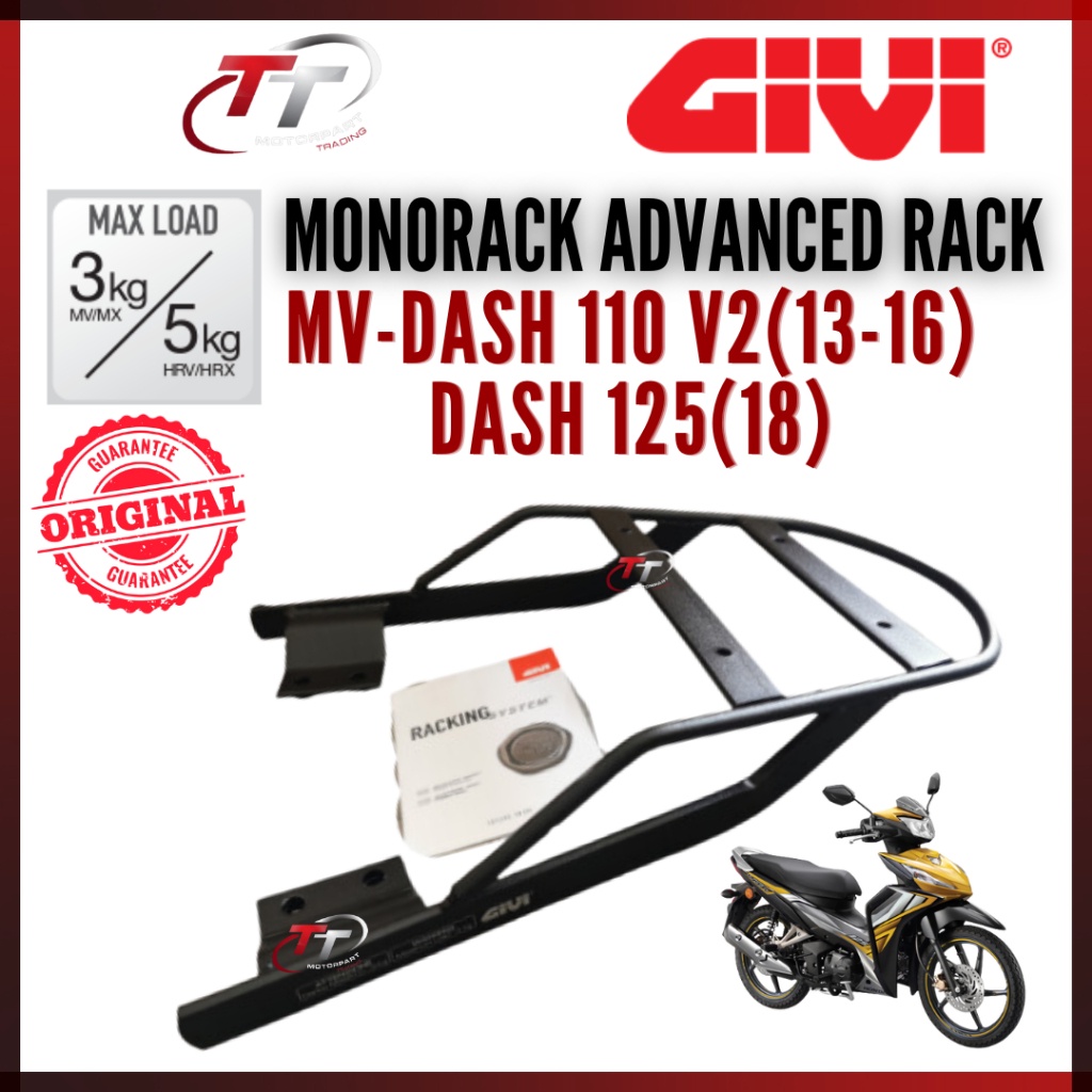 HONDA WAVE DASH 110 V2 DASH125 Fi DASH110 GIVI MV MONORACK MONOLOCK MONO RACK CARRIER REAR BOX ...