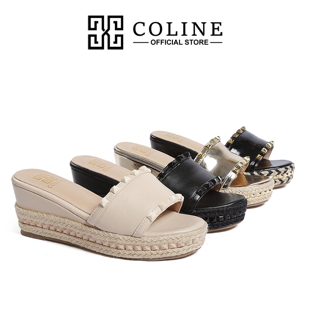 Coline CLN-6603 Women's Studded Wedge Sandals 7cm C1193 | Shopee Malaysia