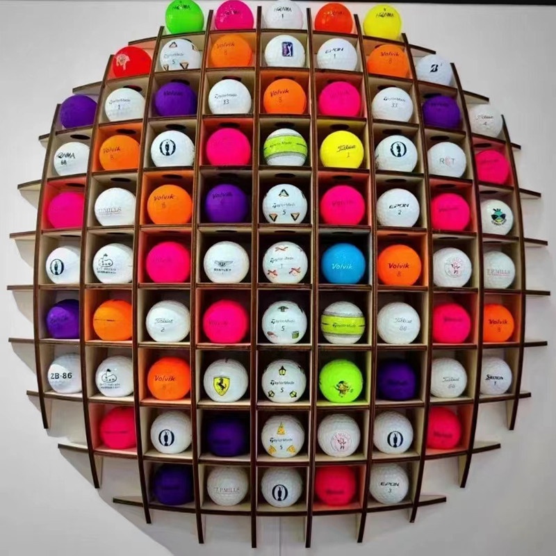 Golf Ball Display Rack Display Cabinet Storage Box 78 Balls Wooden ...