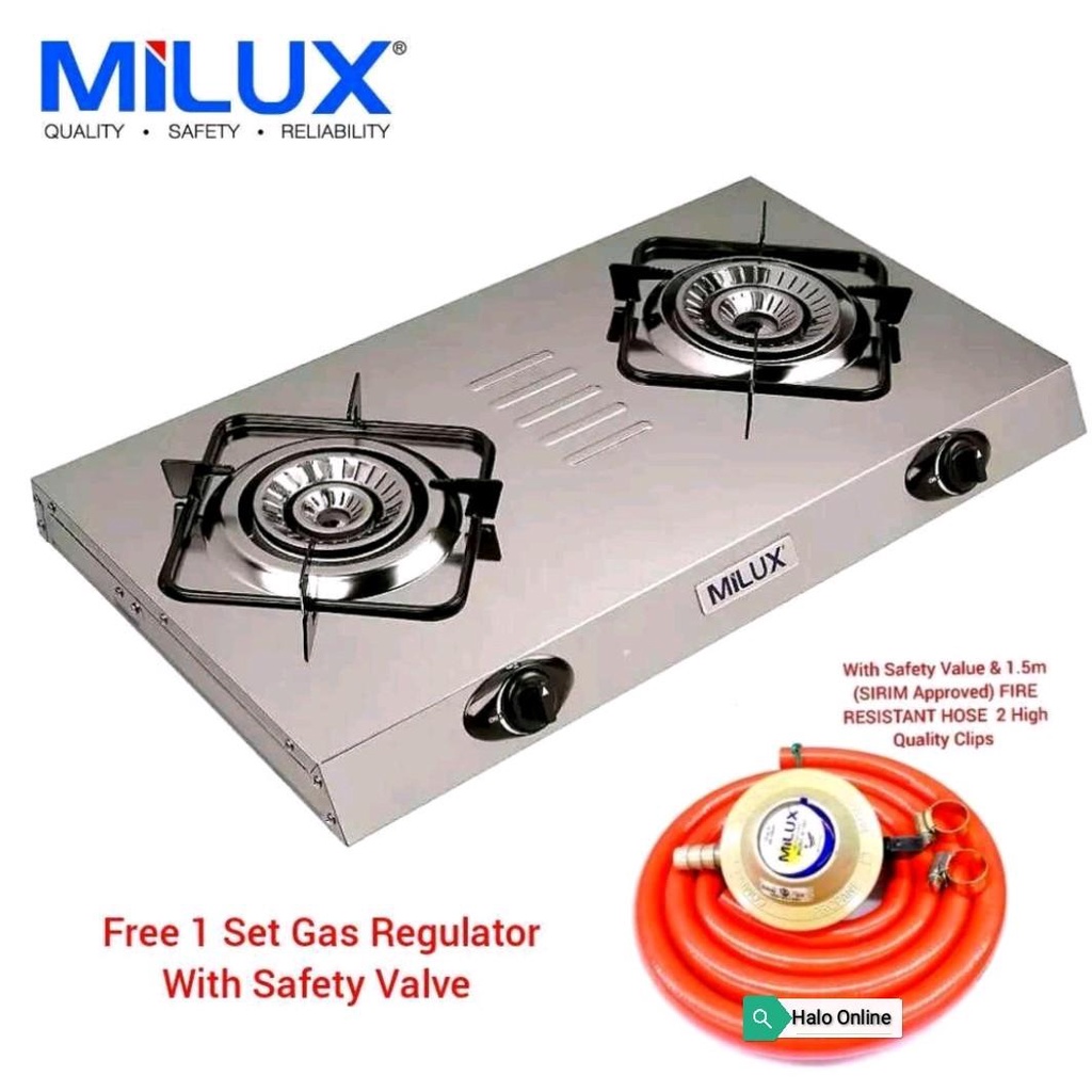 Milux New Super Slim Table Top Gas Stove Stainless Steel Body MSS-2800 ...