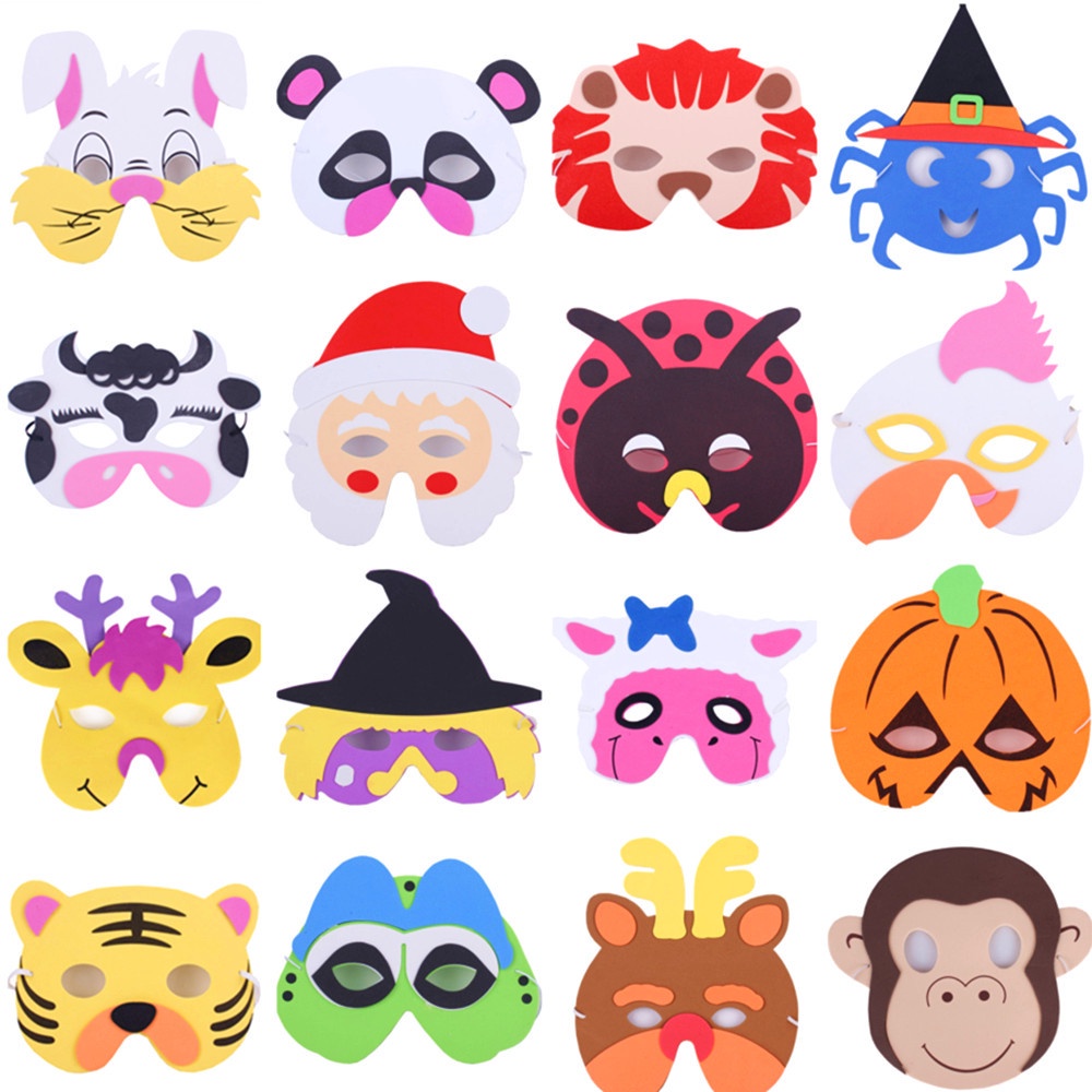 New Children's Animal Cartoon Role-Playing Half-Face Mask Kindergarten ...