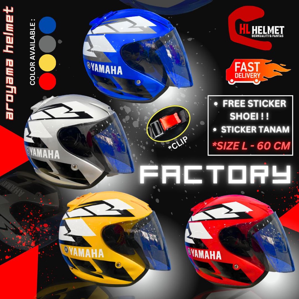 AROYAMA FACTORY HELMET SINGLE VISOR ( FREE SHOEI STICKER ) - AROYAMA OPEN FACE HELMET | Shopee ...