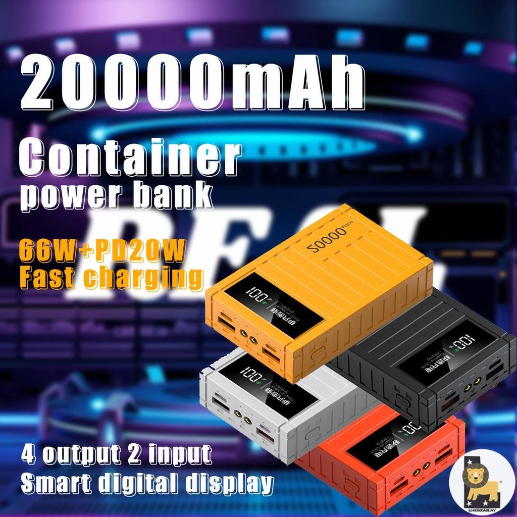 Container Power Bank 20000mAh Built-in Charging Cable With Cable USB PD ...