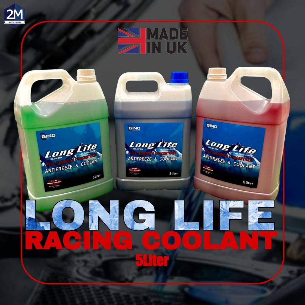 GINO LONG LIFE RACING COOLANT - 5 LITERS MADE IN ENGLAND / UK - RED ...