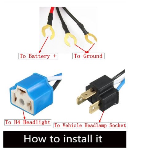CS Headlight Headlamp Wire Kit H4 12V Head Light Relay Wiring Harness ...