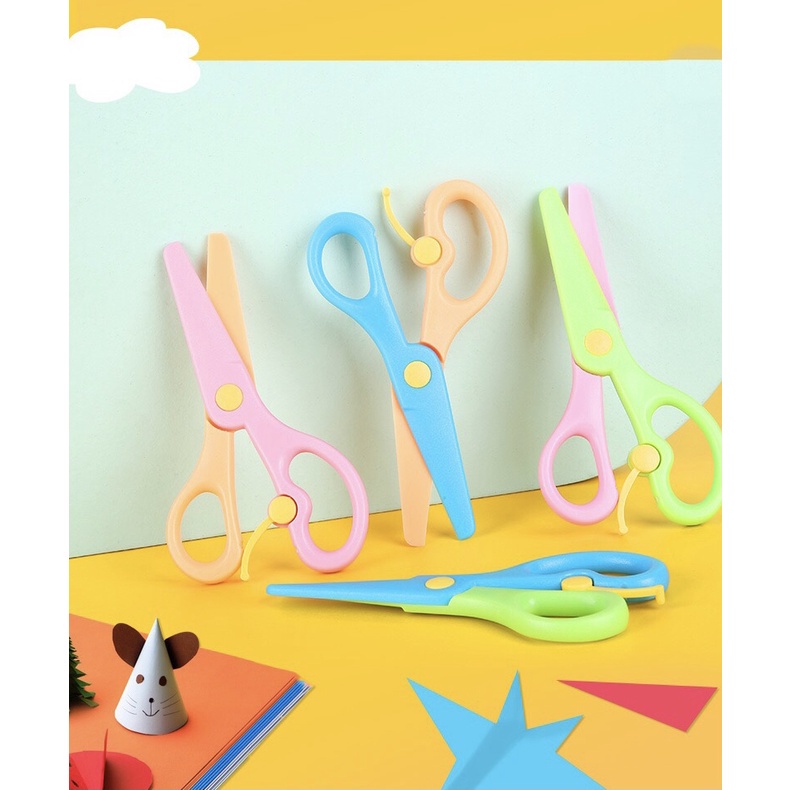 Kids Safety Plastic Scissors Paper Cut DIY Photo Album Lace Art Plastic ...