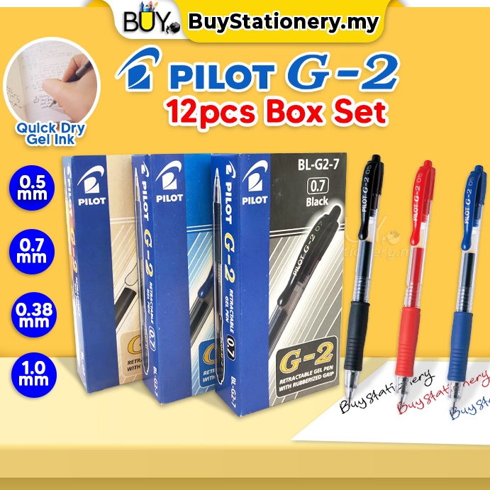 12PCS Pilot Pen G2 Gel Pen Hitam Blue Pen Red Pen 0.38 05 07 1.0 (1s ...