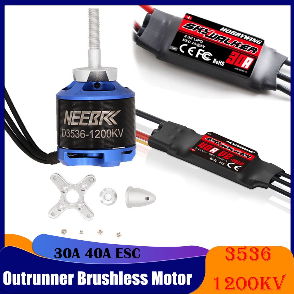 RC Fixed Wing Airplane Brushless Motor D3536 1200KV Hobbywing 30A 40A ...