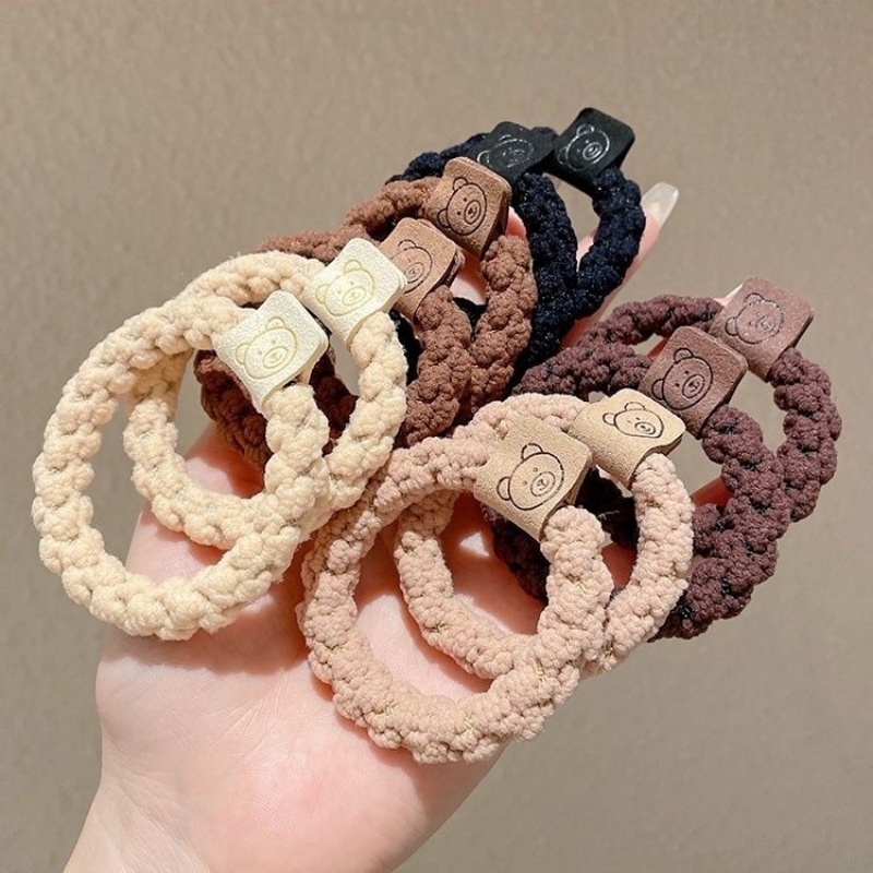 5pcs Set Thickened Hair Ties Korean Fashion New Cute Cartoon Bear High ...