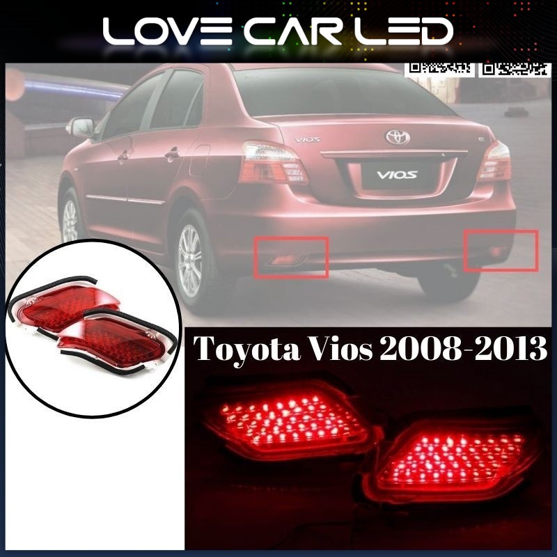 2PCS Car LED Rear Bumper Reflector Light for Toyota Vios 2008-2013 Tail ...