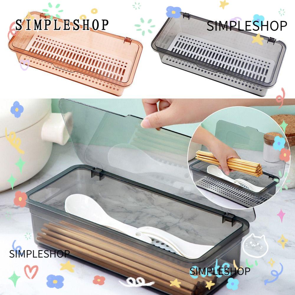 SIMPLESHOP Utensils Storage Box Spoon And Fork Drainer Kitchen Cutlery ...