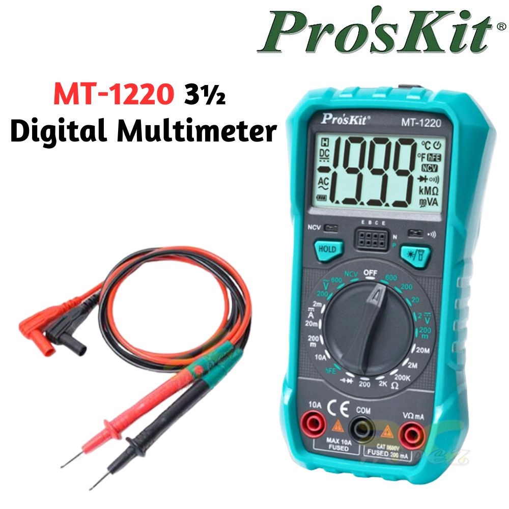 ProsKit MT-1220 / MT1220 3 1/2 Compact Digital Multimeter DC AC Voltage ...