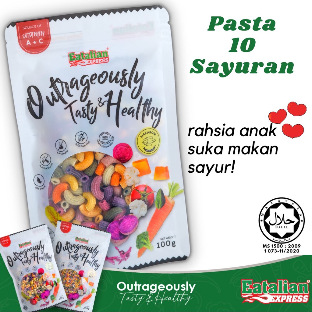 Eatalian Express Mixed Vegetable Pasta Fusilli Macaroni Shell Star ...