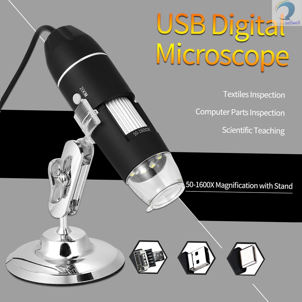 USB Digital Zoom Microscope Magnifier with OTG Function 8-LED Light ...