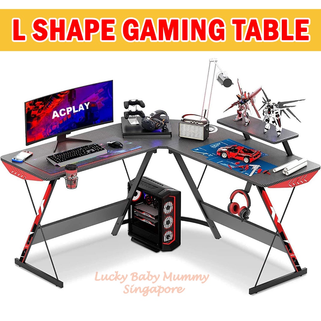 [Local Seller] Carbon Fiber L Shape Gaming Table / Desk / Study Table ...