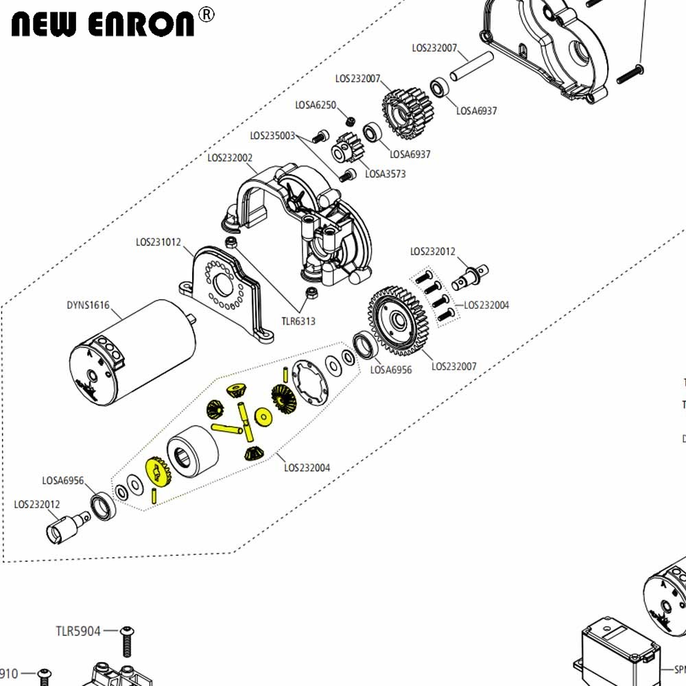 Alloy Diff Case Housing Steel Differential Bevel Gear LOS232004 For RC ...