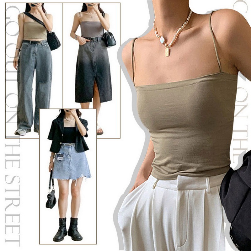 Korean Tube Bra Cotton Crop Top Corset Sexy Padded Bras Spaghetti Strap ...