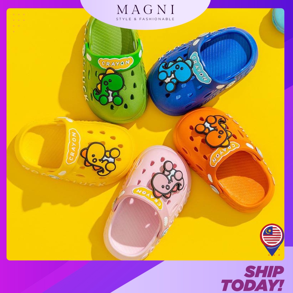 READY STOCK Baby's Cartoon Dino Crocs Shoes Kids Boy Girl Sandals ...