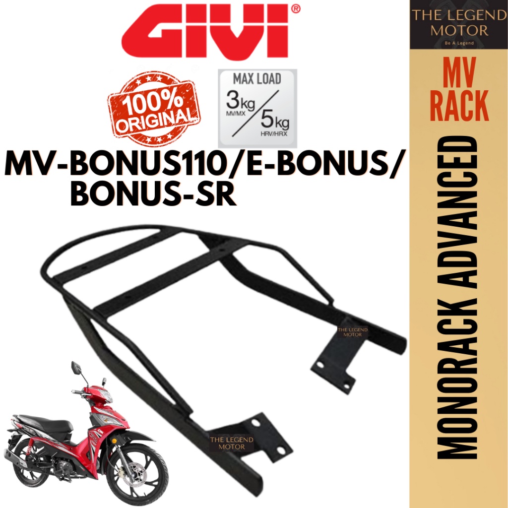 SYM E BONUS BONUS110 SR EBONUS GIVI MV MONORACK MONOTECH MONO RACK CARRIER REAR BOX RAK KOTAK ...
