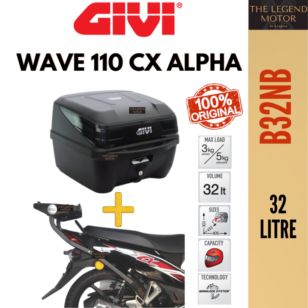 WAVE 110 CX ALPHA WAVE110CX WAVE110 GIVI HRV HEAVY DUTY MONORACK MONO RACK J TAPAK REAR BOX ...