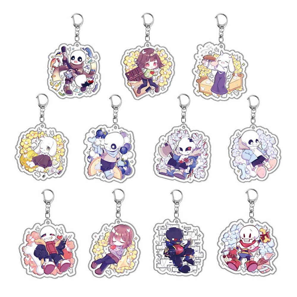 Undertale Sans Flowey Papyrus Asriel Keychain Cosplay Accessories Game ...