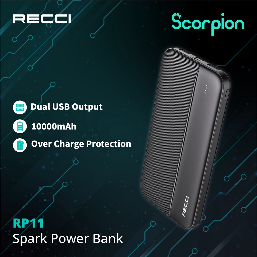 Recci RP11 Spark 10000mAh Power Bank | Shopee Malaysia