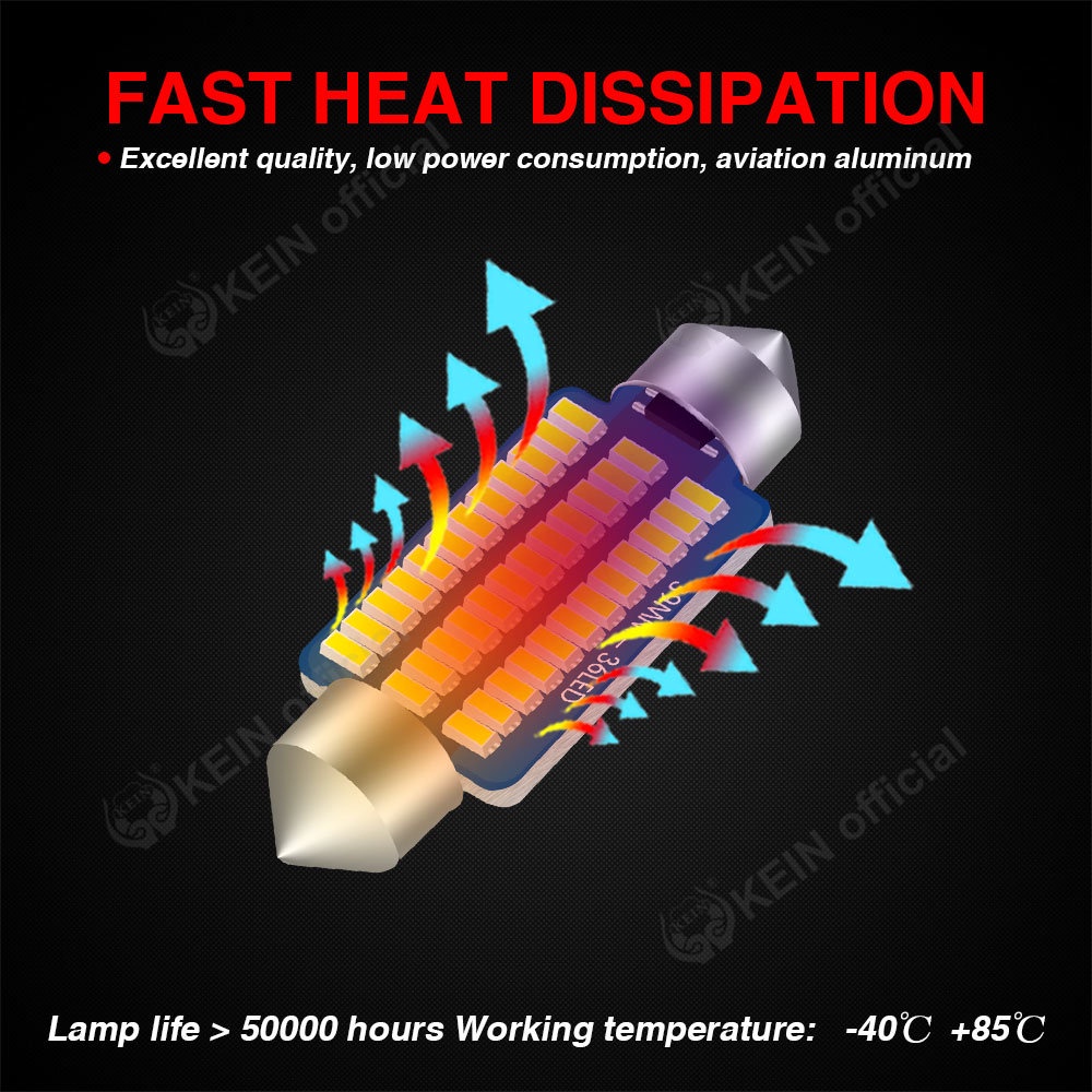 KEIN 2PCS Car Ceiling Light T10 Led W5W BA9S T4W Festoon 28mm 31mm 36mm 39mm 41mm C5W C10W C3W ...