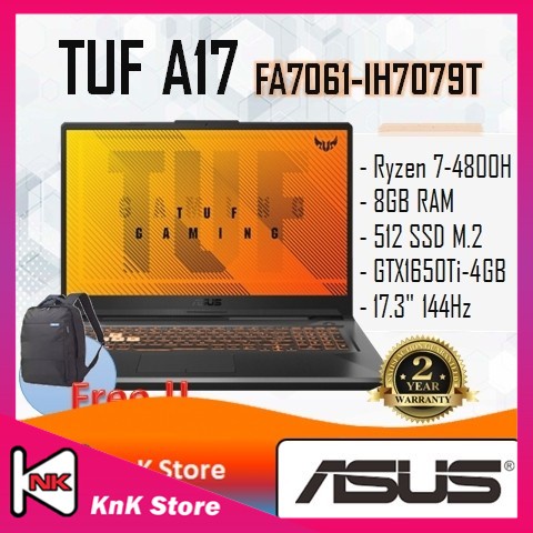 ASUS TUF A17 FA706I-IH7079T Gaming Laptops -Metal Grey Color| AMD Ryzen 7-4800H+Nvidia GTX1650TI ...