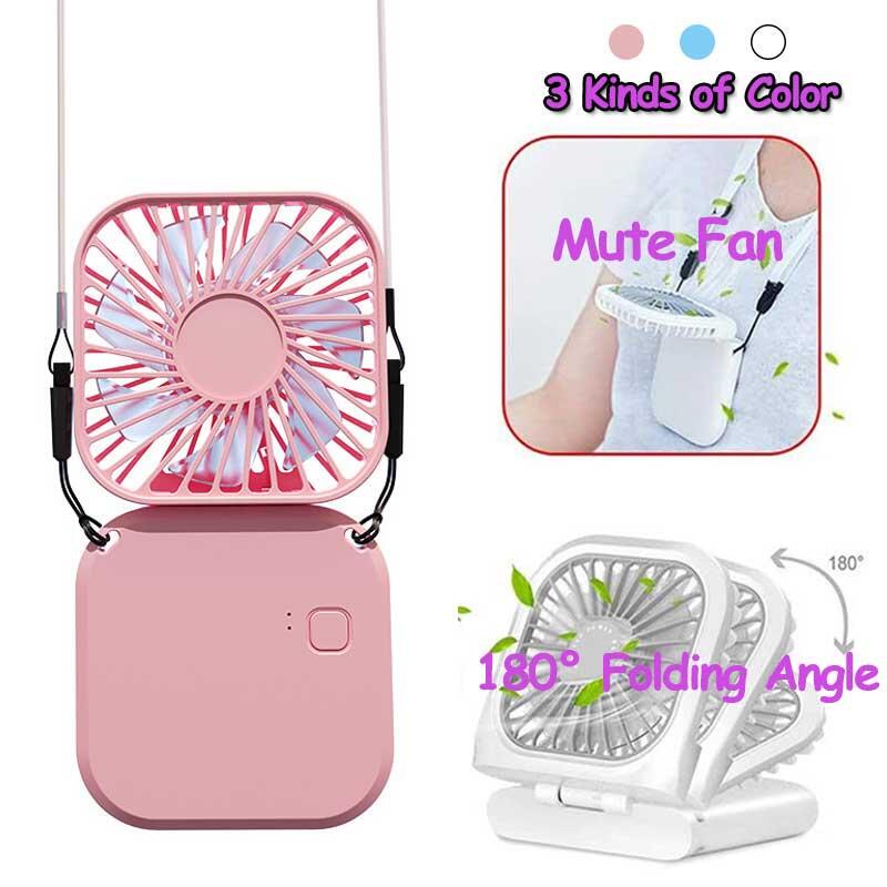 Electric Small Foldable Hanging Neck Fan with Lanyard / Creative Mini ...
