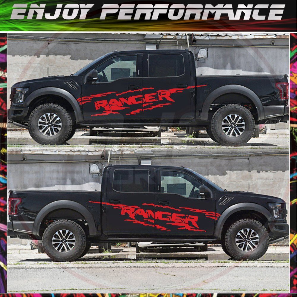 2PCS Sticker For Ford Ranger Raptor Pickup Off Road Door Side Stickers ...