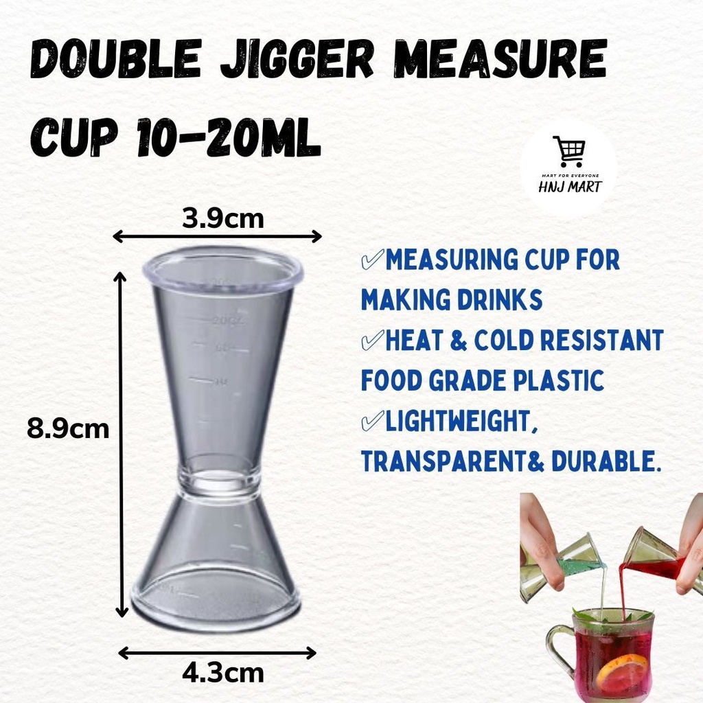 Double Jigger Measure Cup 10-20ml | Cocktail Drink Mixer Measuring Cup ...