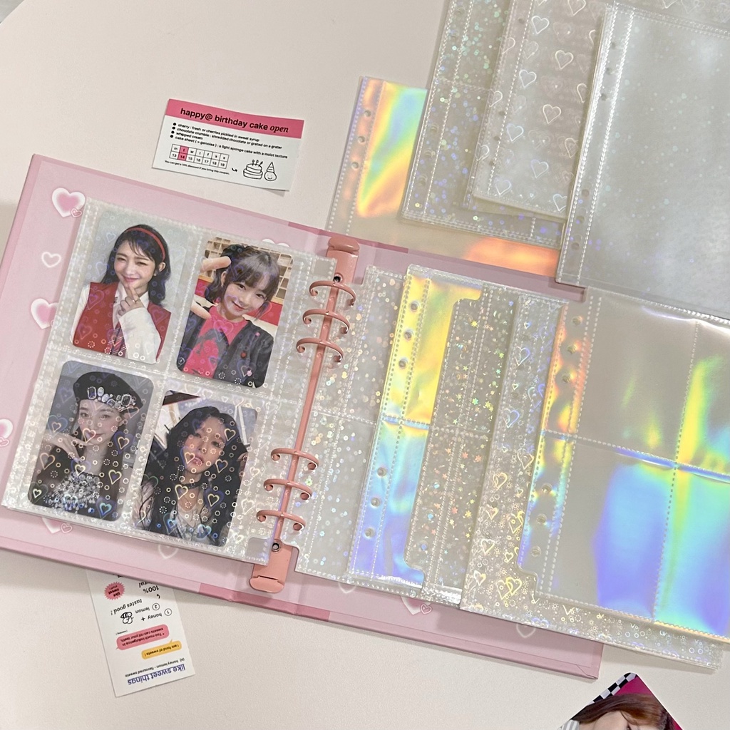 10pcs/set A5 Laser Binder Inside Page Heart/Flower/Star Photocard ...