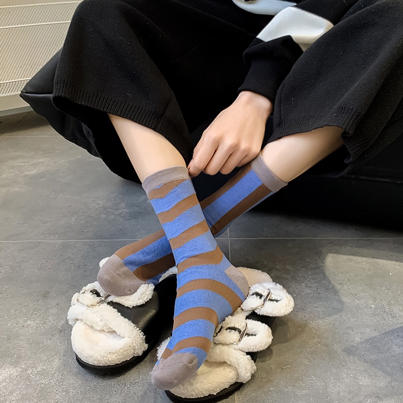 MALAYSIA READY STOCK!1 Pair Korean Style Women /Lady Colorful Striped ...