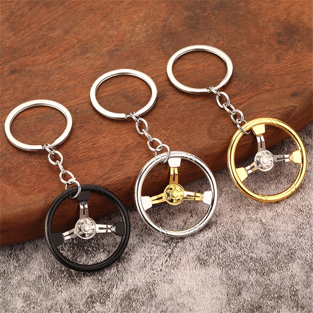Creative Simulation Steering Wheel Keychain Metal Auto Parts Key Ring ...