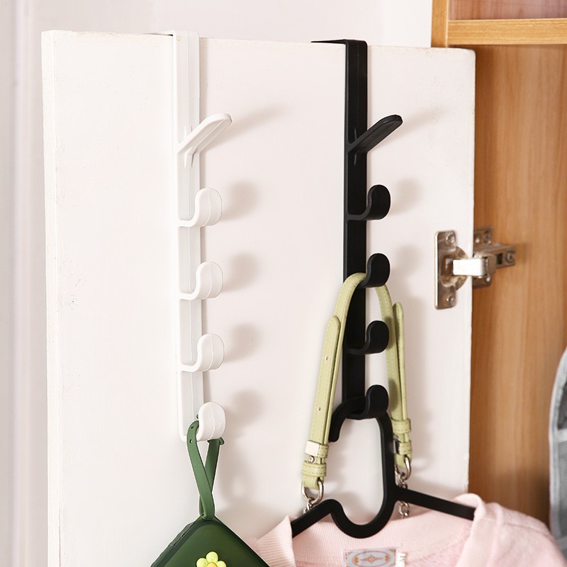 Bedroom Door Hanger 5 Hooks Coat Hat Bags Hanging Rack Over The Door ...