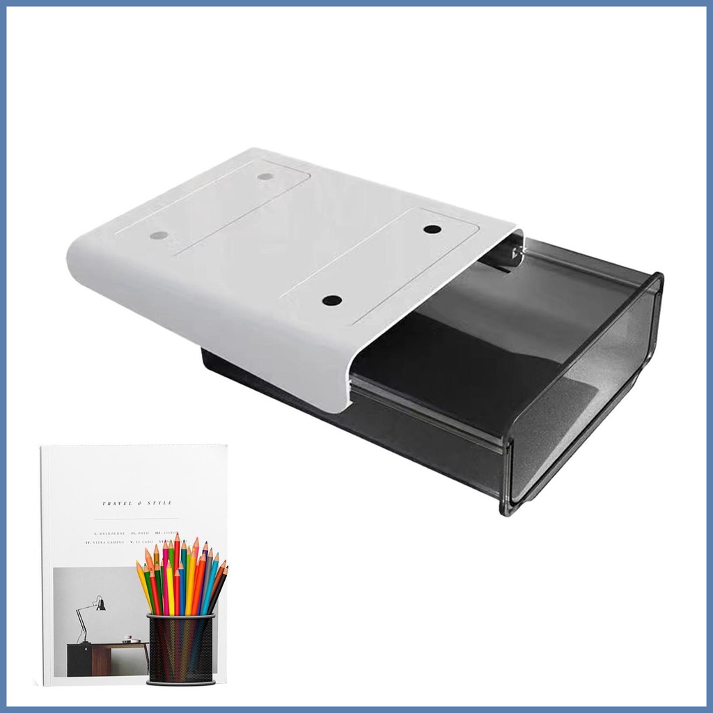 Under Desk Drawer Organizer Self-adhesive Attachable Drawer Slide-out ...