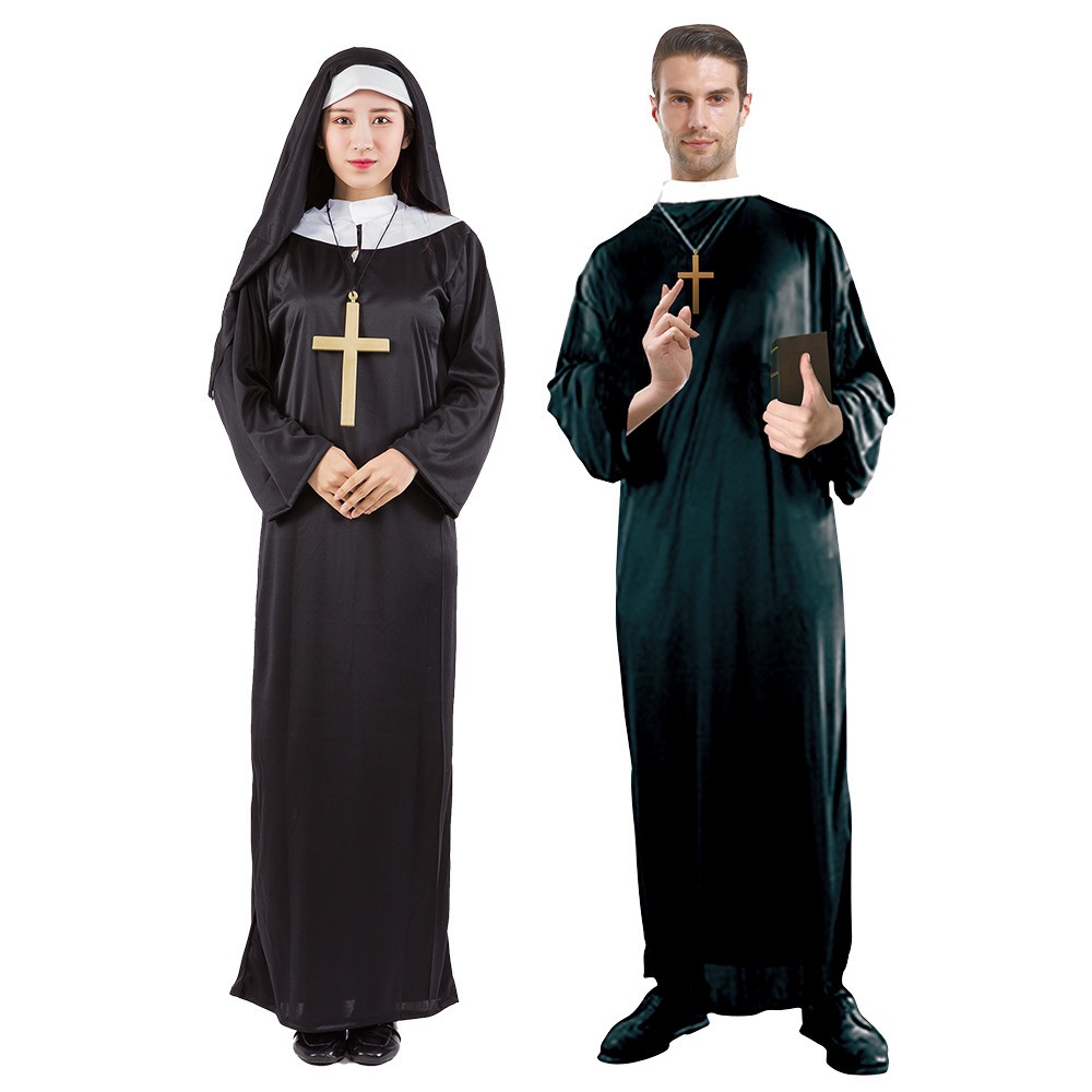 Socute Halloween Father Sister Priest Pastor Cosplay Costume The Nun ...