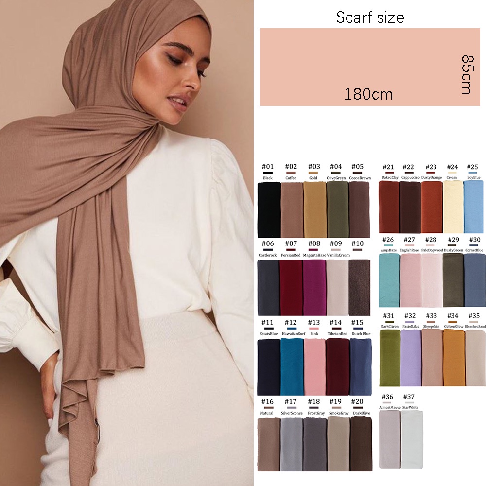 180X80CM Muslim Women Modal Cotton Jersey Hijab Long Shawl Jersey ...