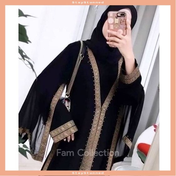 HITAM Current VIRAL!! Abaya Black Turkey Robe Maxi Dress Saudi Arabia ...